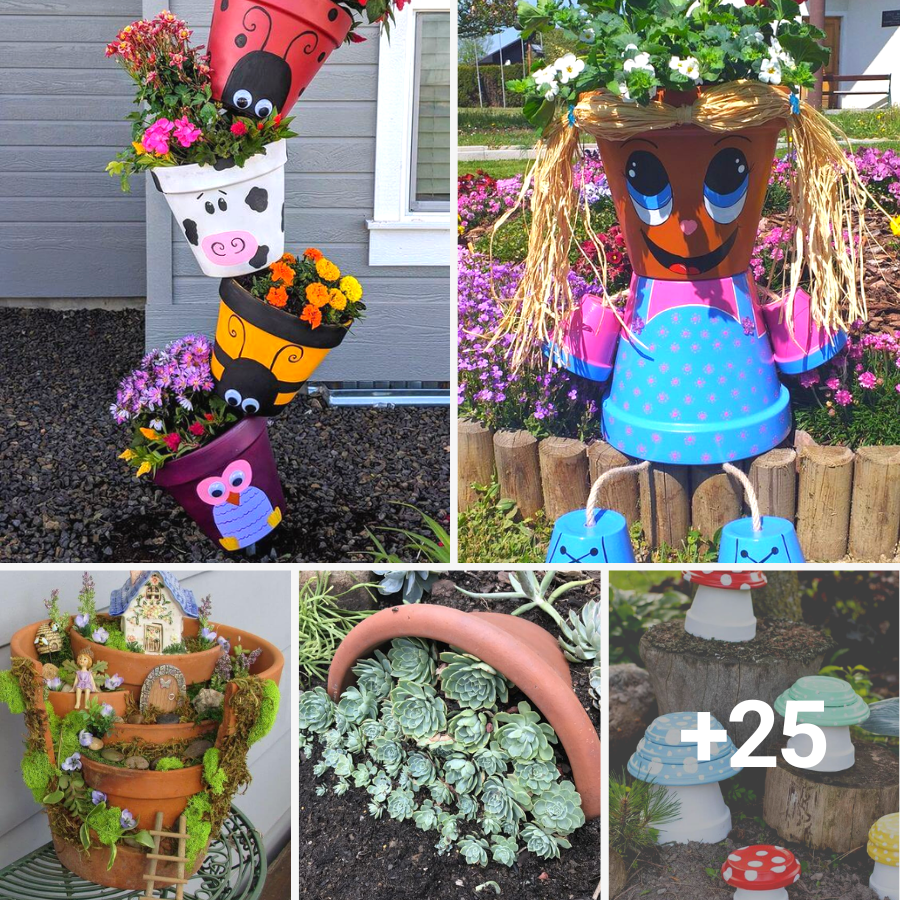 22 Pretty Clay Pot Garden Crafts - BIENTIN
