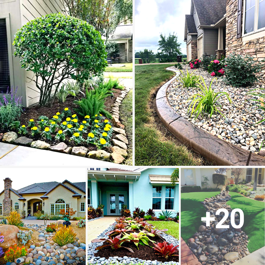 30 Amazing Front Yard River Rock Landscaping Ideas To Wow Your ...